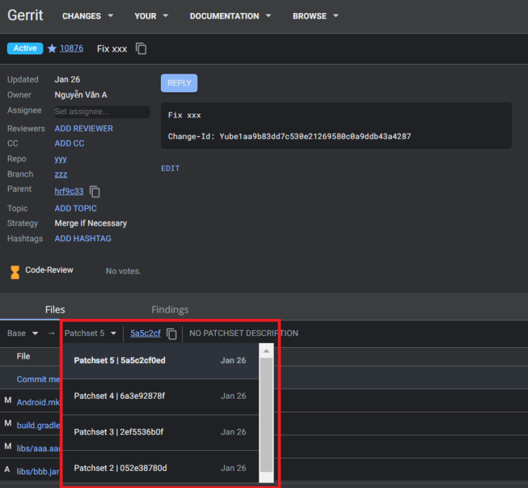 Change-Id trong Gerrit | CppDeveloper